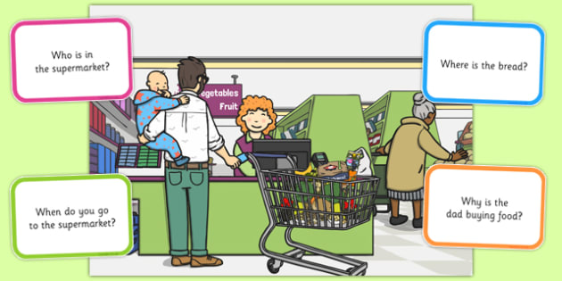 Supermarket Picture and Questions - Language Activity