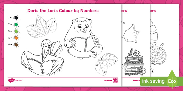 👉 Doris the Loris Colour by Numbers Activity