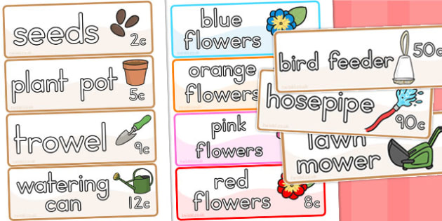 FREE! - Garden Centre Labels Flowers (teacher made)