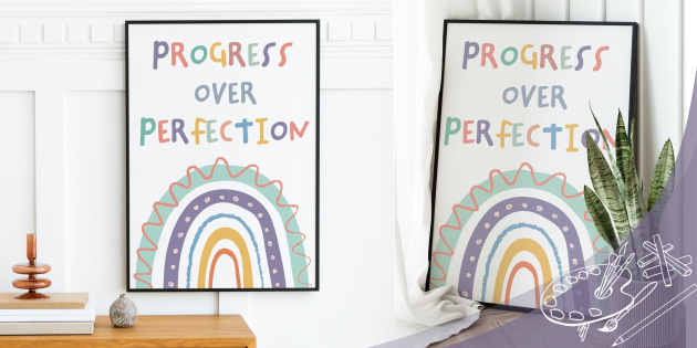 Progress Over Perfection Growth Mindset Inspirational Poster