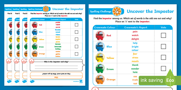 Uncover the Impostor Spelling Challenge Activity Pack