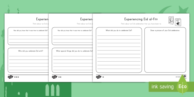 Eid al Fitr Celebration Writing Worksheet (teacher made)