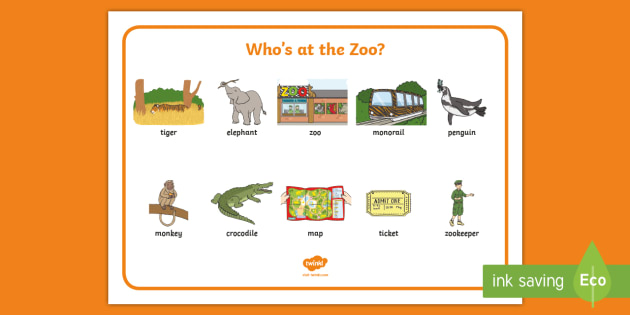 Who's at the Zoo? Word Mat (teacher made)