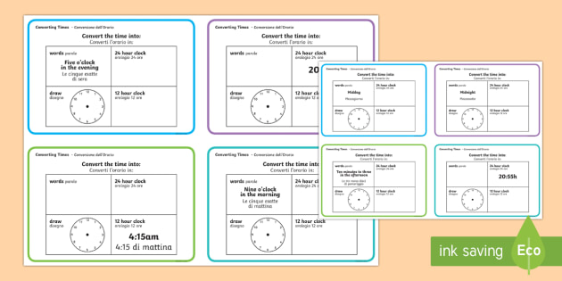 Converting Time Challenge Cards English/Italian - Converting Time Challenge