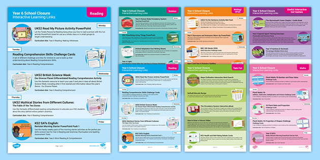 FREE! - Year 6 School Closure Interactive Learning Links