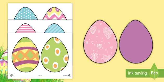 Patterned Easter Eggs Cut-Outs - English / Spanish - Inglés / Español