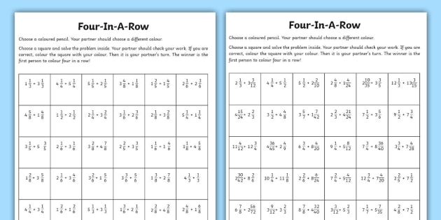 👉 Adding Mixed Numbers: Differentiated Maths 4-In-A-Row Game