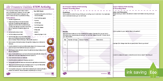 Air Pressure Vehicle STEM Activity | Properties of Gases