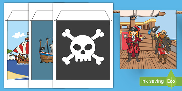 FREE! - Pirate Flag Bunting | Themed Flag Shape Display Bunting