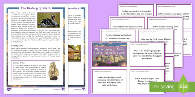 History of Perth Guided Reading Challenge Cards