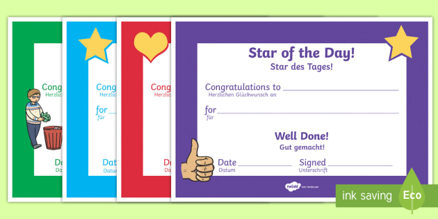 School Role Play Certificates English/German - EAL, German, School Role ...