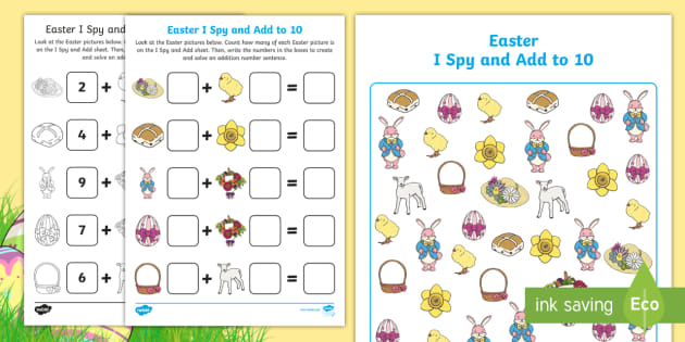 Easter I Spy and Add to 10 (teacher made)