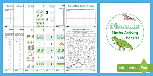 EYFS Dinosaur-Themed Maths Home Learning Activity Booklet (Ages 3-5)