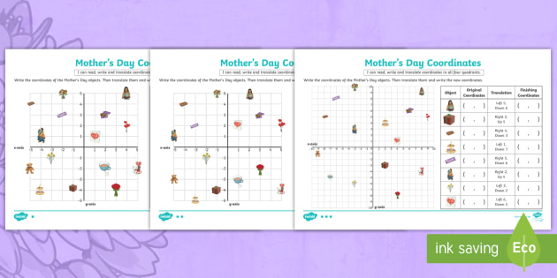 UKS2 Mother's Day Coordinates Differentiated Worksheets