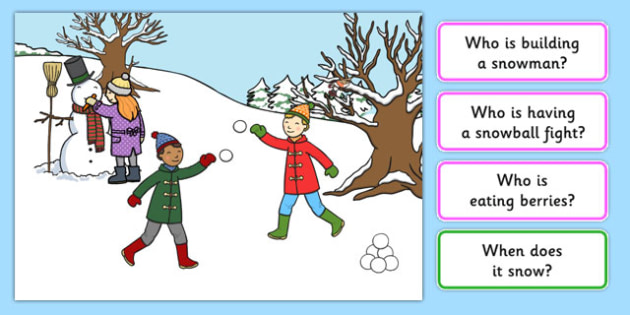 Snowy Day Picture and Questions