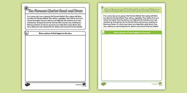 The Farmers Market Reading Passage Read and Draw Activity
