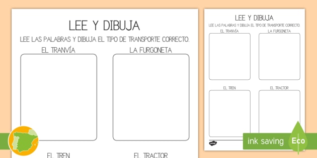 Ficha de actividad: Lee y dibuja - El transporte