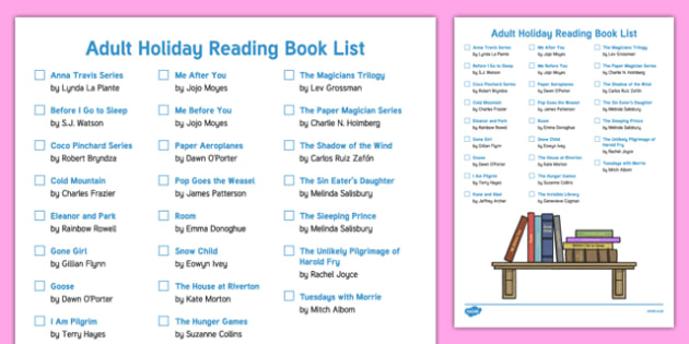 Adult Holiday Reading Book List (teacher made)