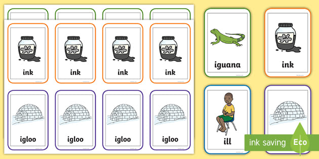 Phonics Sound Cards - Pictures of Words that start with 'i'
