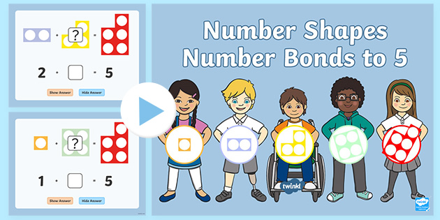 👉 Number Shapes Number Bonds to 5 PowerPoint