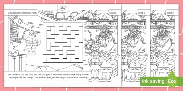 Christmas Mindfulness Colouring Maze – All Levels – Twinkl