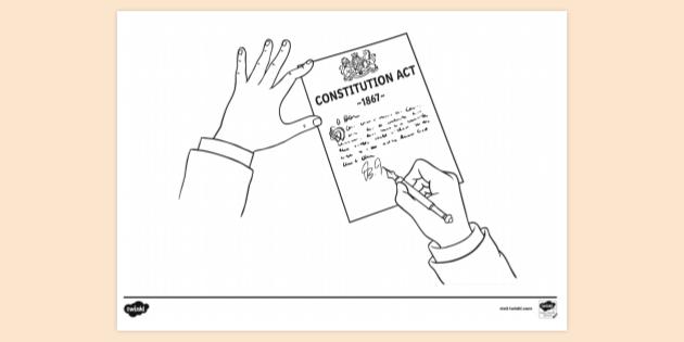 Signing the Constitution Act Colouring Sheet