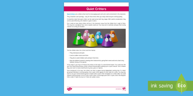 How to Use Quiet Critters Adult Guidance | Primary Resources