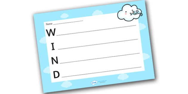 Wind Acrostic Poem Template (teacher made)