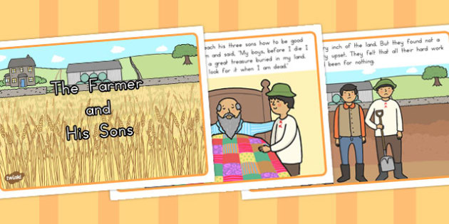 The Farmer and His Sons Story Sequencing Cards