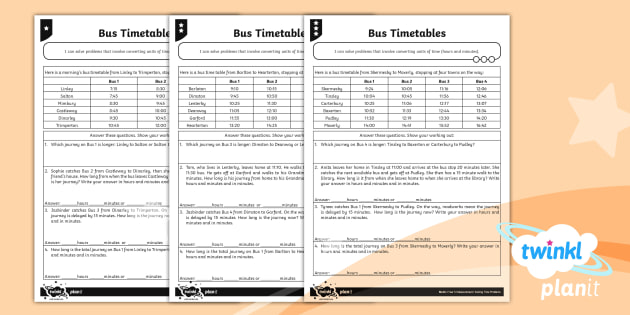 Year 5 Bus Timetables Maths Home Learning (teacher made)