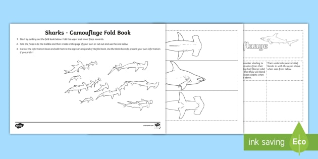 Shark Camouflage Fold Book Worksheet / Worksheet