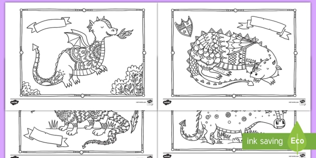 pictures of dragons to colour in