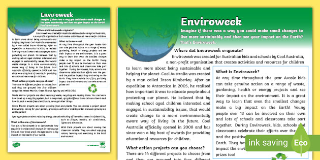 FREE! - Enviroweek Fact File (teacher made)