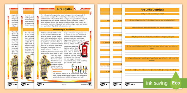Fire Drills Differentiated Reading Comprehension Activity