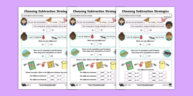👉 Choosing Subtraction Strategies Worksheets