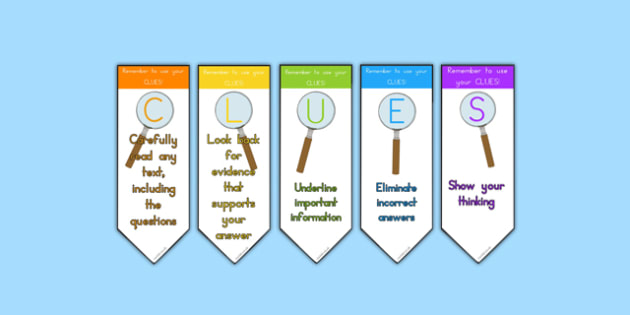 Use Your CLUES Strategy Bookmark