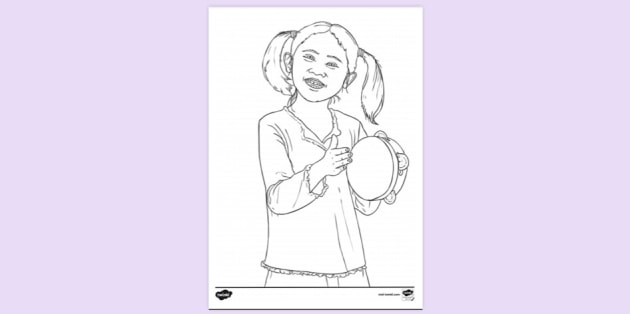 FREE! - Child Playing Tambourine Colouring | Colouring Sheets
