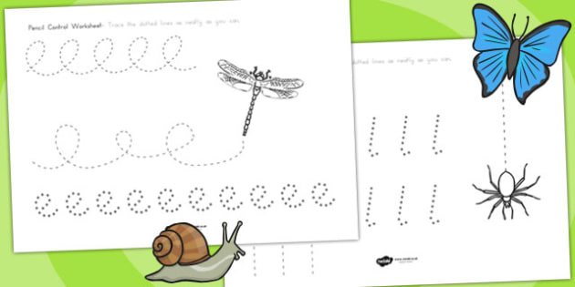 Minibeasts Pencil Control Worksheets (teacher made)
