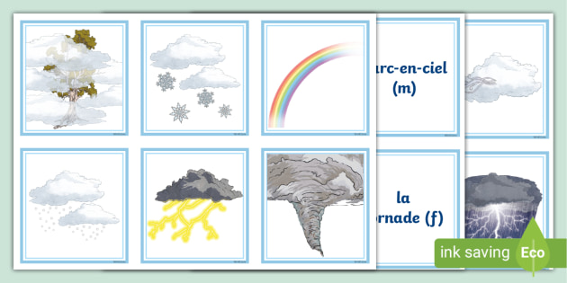 👉 French Weather Picture and Word Matching Cards