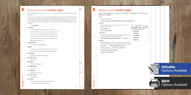 KS3 Twelfth Night End of Unit Assessment | Beyond English