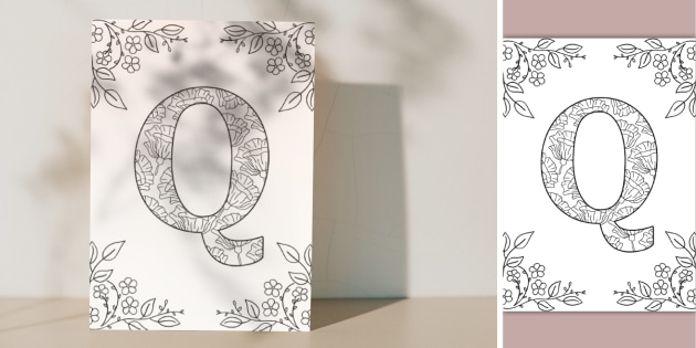 Letter Q Mindfulness Colouring Card | Twinkl Party