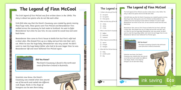 Finn McCool Differentiated Reading Comprehension Activity