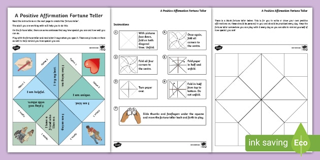 Positive Affirmations Fortune Teller Template (teacher made)