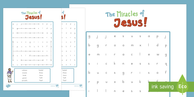 The Miracles of Jesus Bible Stories Differentiated Word Search