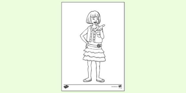 FREE! - Child Girl Stood Talking Colouring | Colouring Sheets