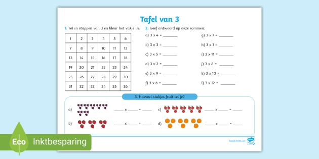Tafel Van 3 Sommen (teacher made)