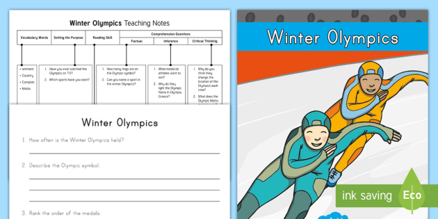 Winter Olympics Guided Reading Teaching Pack - symbol, flame, motto, winter