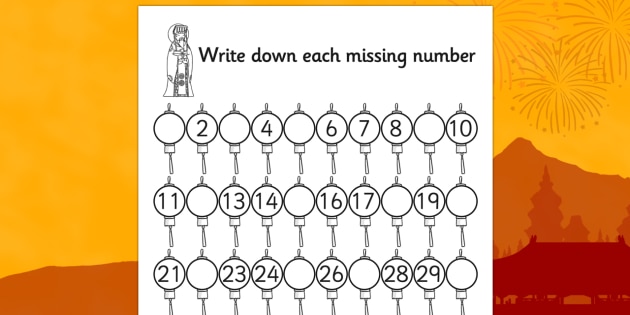 Chinese New Year Missing Number Maths Worksheet