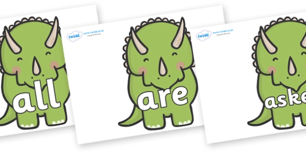 FREE! - Tricky Words on Triceratops Dinosaurs - Tricky words, DfES Letters