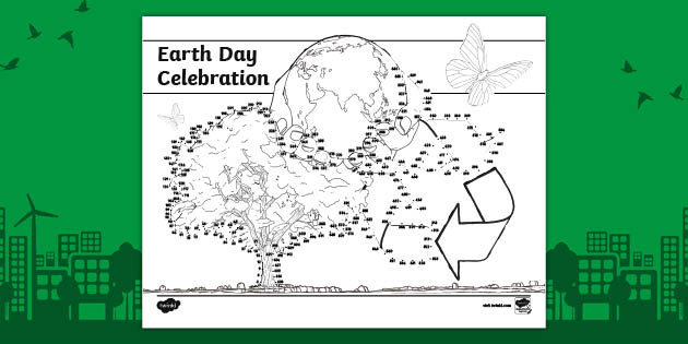 Earth Day Skip Counting by 3s Dot to Dot Activity